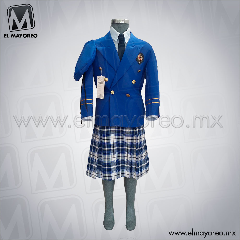 Saco Azul Rey combinación Escocés Blanco con Azul Rey - El Mayoreo