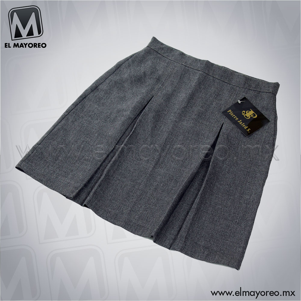 Falda Escolar con Madres Casimir Gris Oxford - El Mayoreo