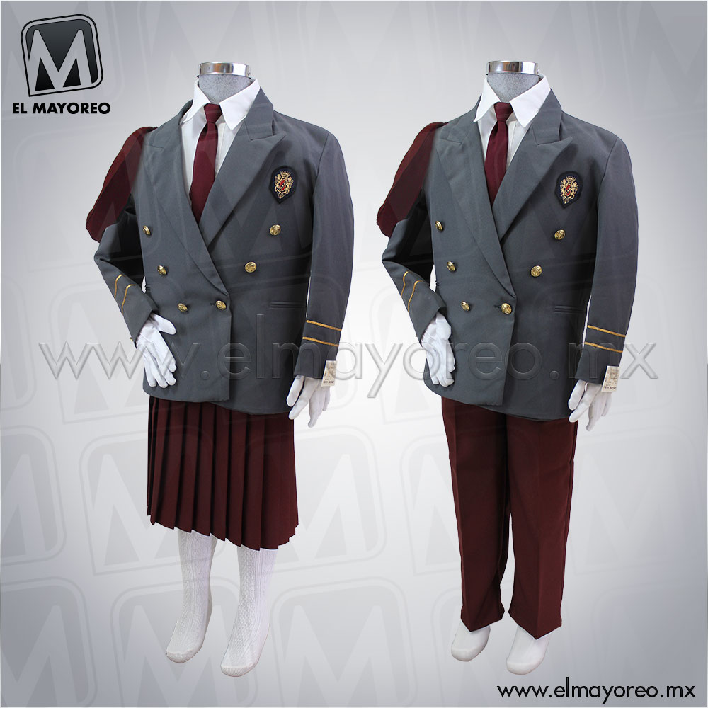 Saco Gris Oxford combinación Tinto - El Mayoreo