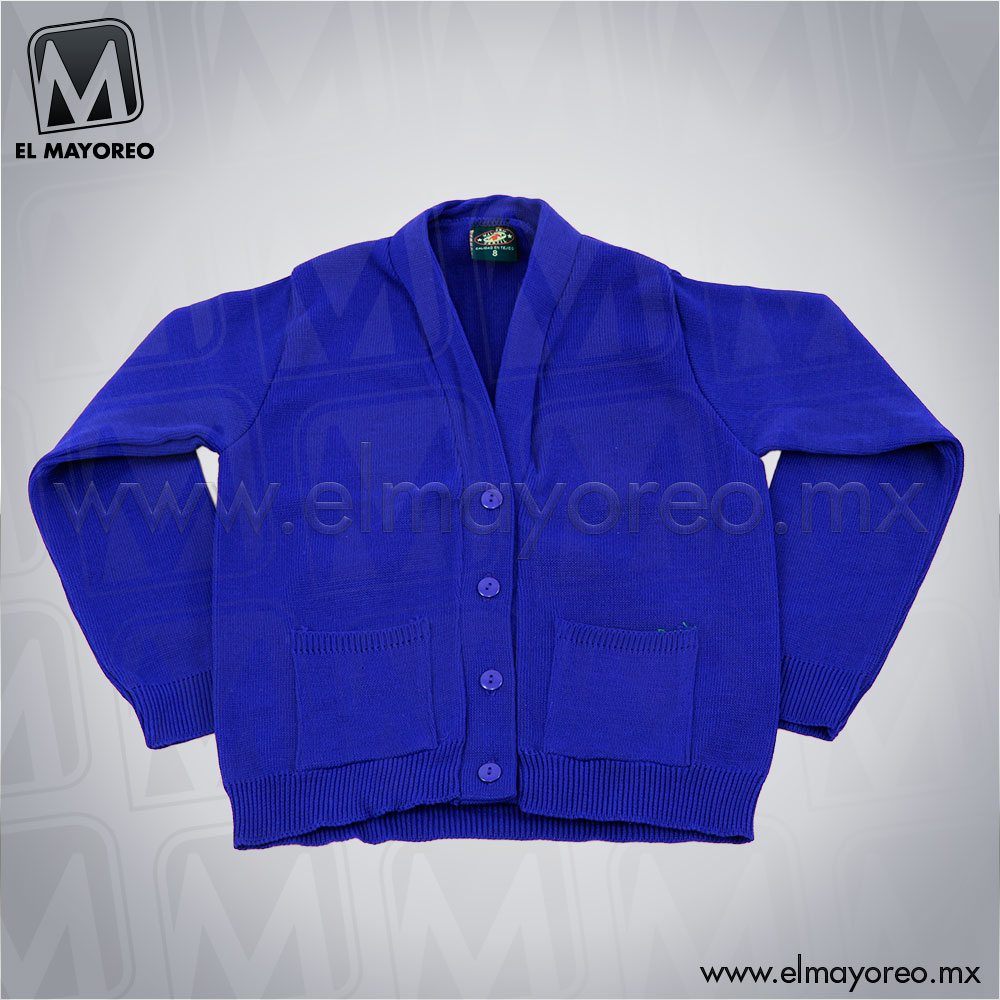 Súeter Escolar Abierto Azul Rey - El Mayoreo