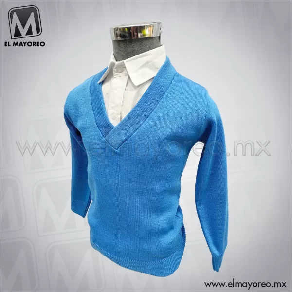 Súeter Escolar Cerrado Azul Cielo - El Mayoreo